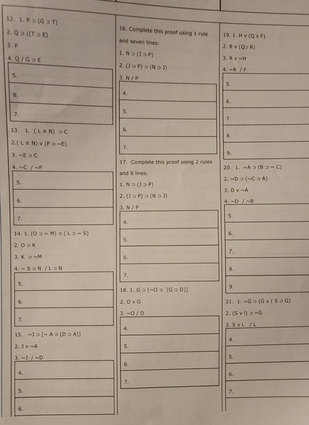 Solved Logic Natural Deduction Homework 4 Complete the | Chegg.com