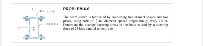Solved PROBLEM 6.6 16 in x -C12 x 20,7 The beam shown is | Chegg.com