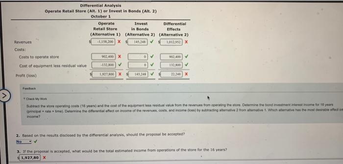 Solved Differential Analysis Involving Opportunity Costs On | Chegg.com