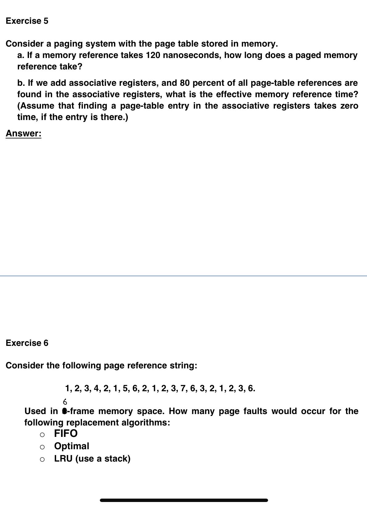 Solved Exercise 5Consider a paging system with the page | Chegg.com