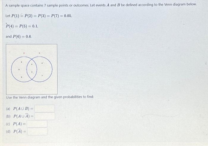 Solved A sample space contains 7 sample points or outcomes. | Chegg.com