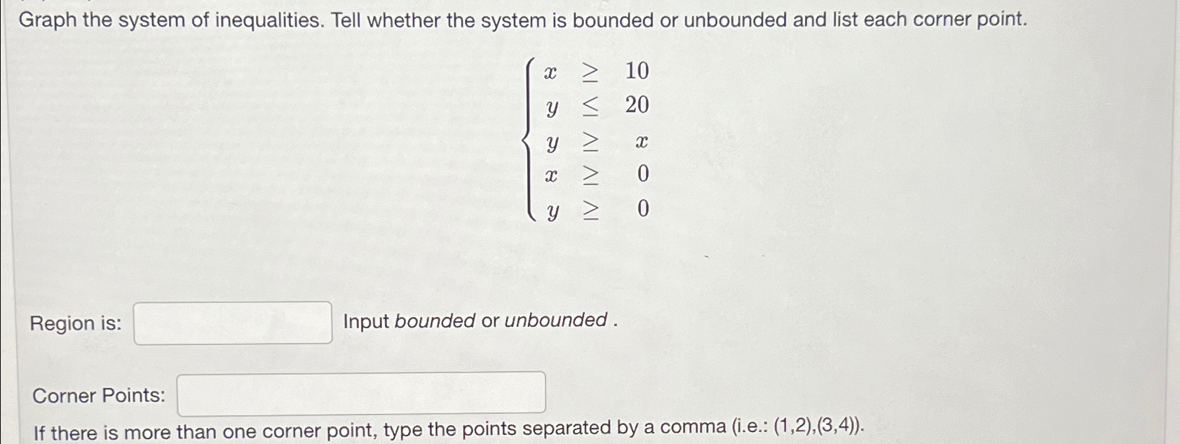 Solved Graph the system of inequalities. Tell whether the | Chegg.com