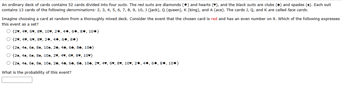 Solved An ordinary deck of cards contains 52 ﻿cards divided | Chegg.com