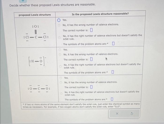 Solved Decide whether these proposed Lewis structures are | Chegg.com