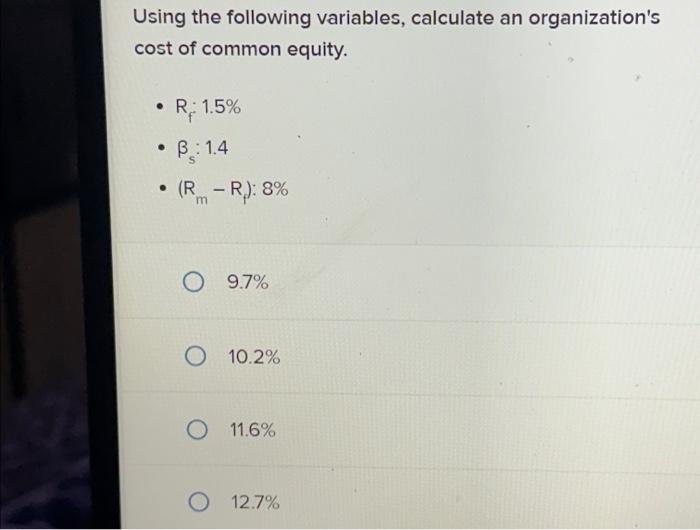 Solved Using the following variables, calculate an | Chegg.com