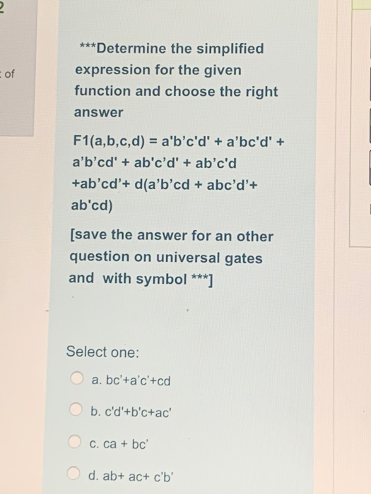 Solved 2 Of Determine The Simplified Expression For The