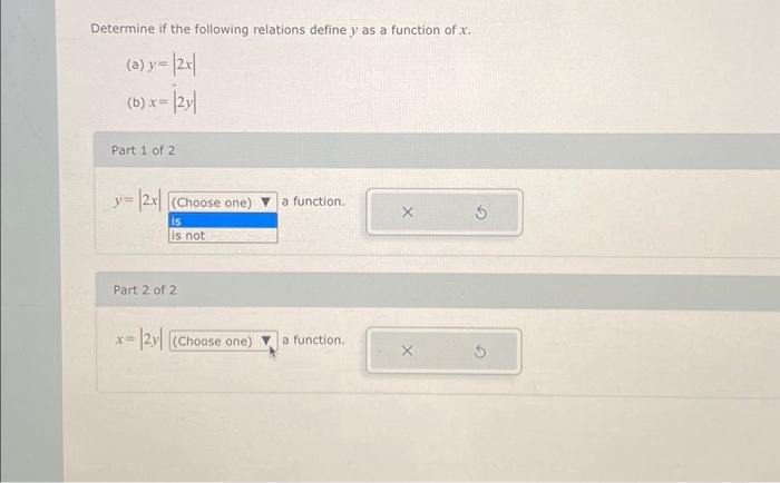 Solved Determine if the following relations define y as a | Chegg.com