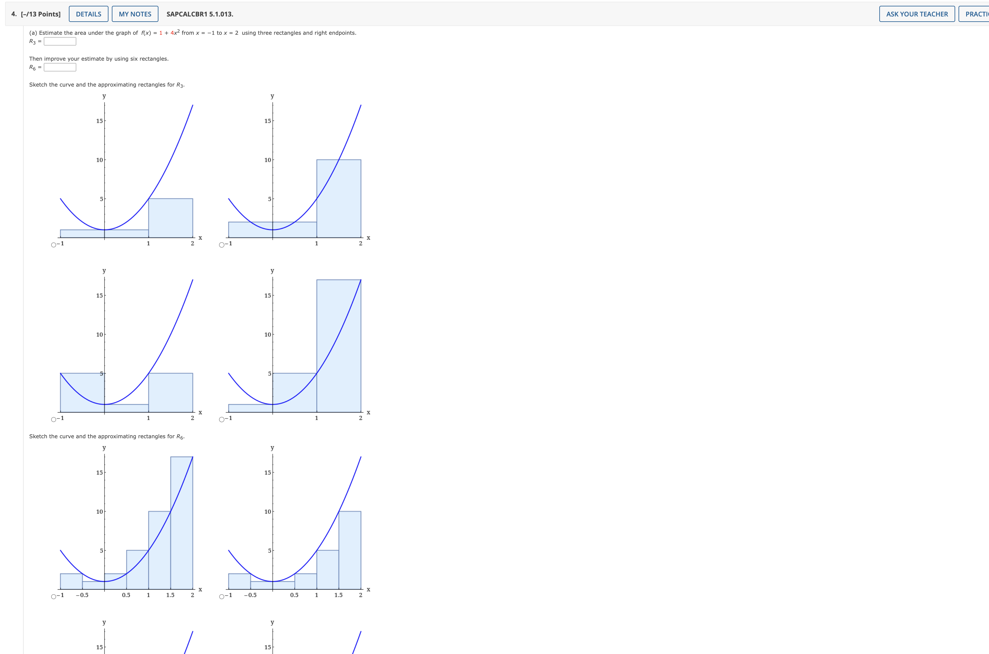 Solved (a) ﻿Estimate the area under the graph of f(x)=1+4x2 | Chegg.com
