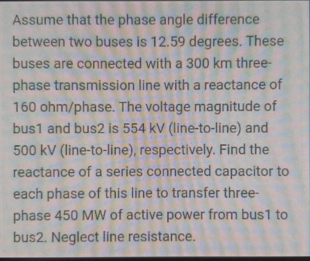 Solved Assume that the phase angle difference between two | Chegg.com