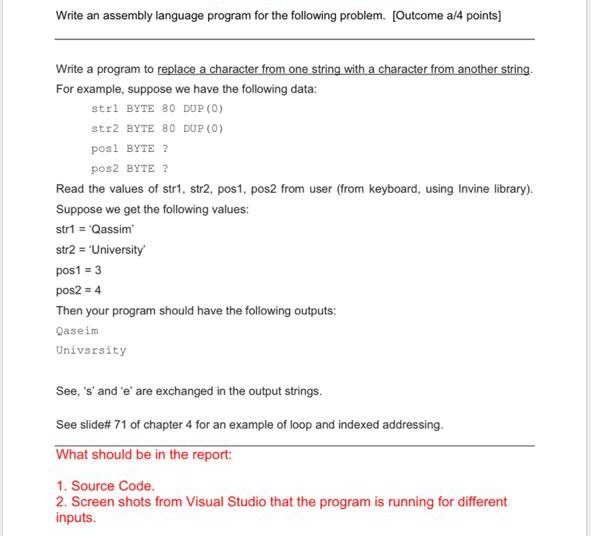 Write an assembly language program for the following | Chegg.com