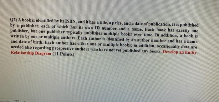 Solved Q2) A book is identified by its ISBN, and it has a | Chegg.com