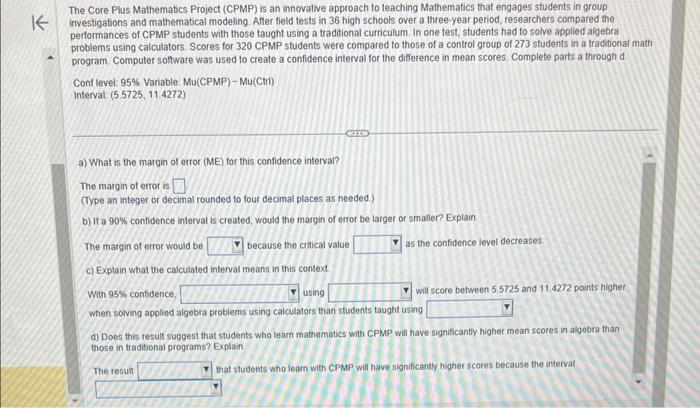 Solved The Core Plus Mathematics Project (CPMP) is an | Chegg.com