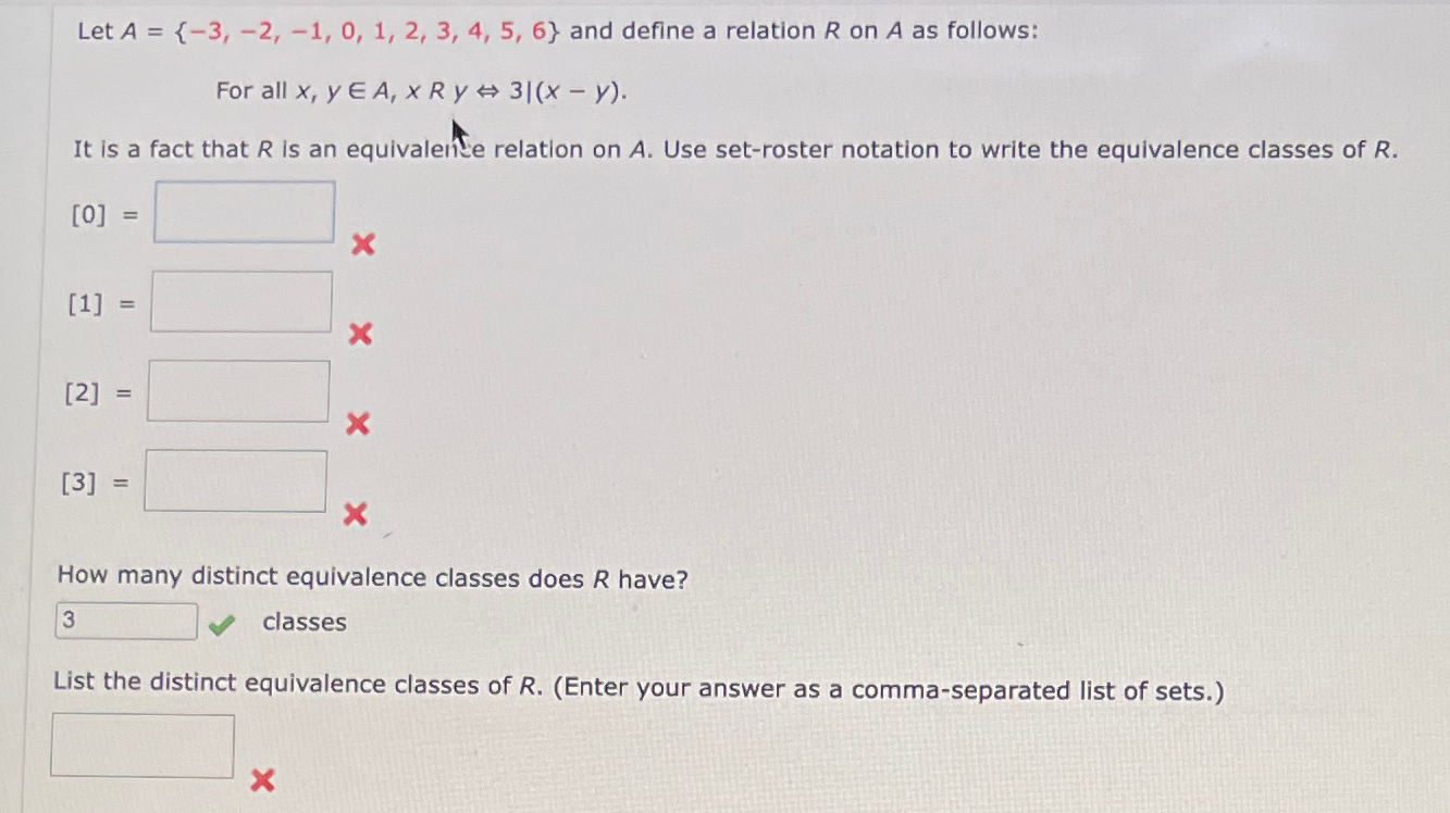 Solved Let A={-3,-2,-1,0,1,2,3,4,5,6} ﻿and define a relation | Chegg.com