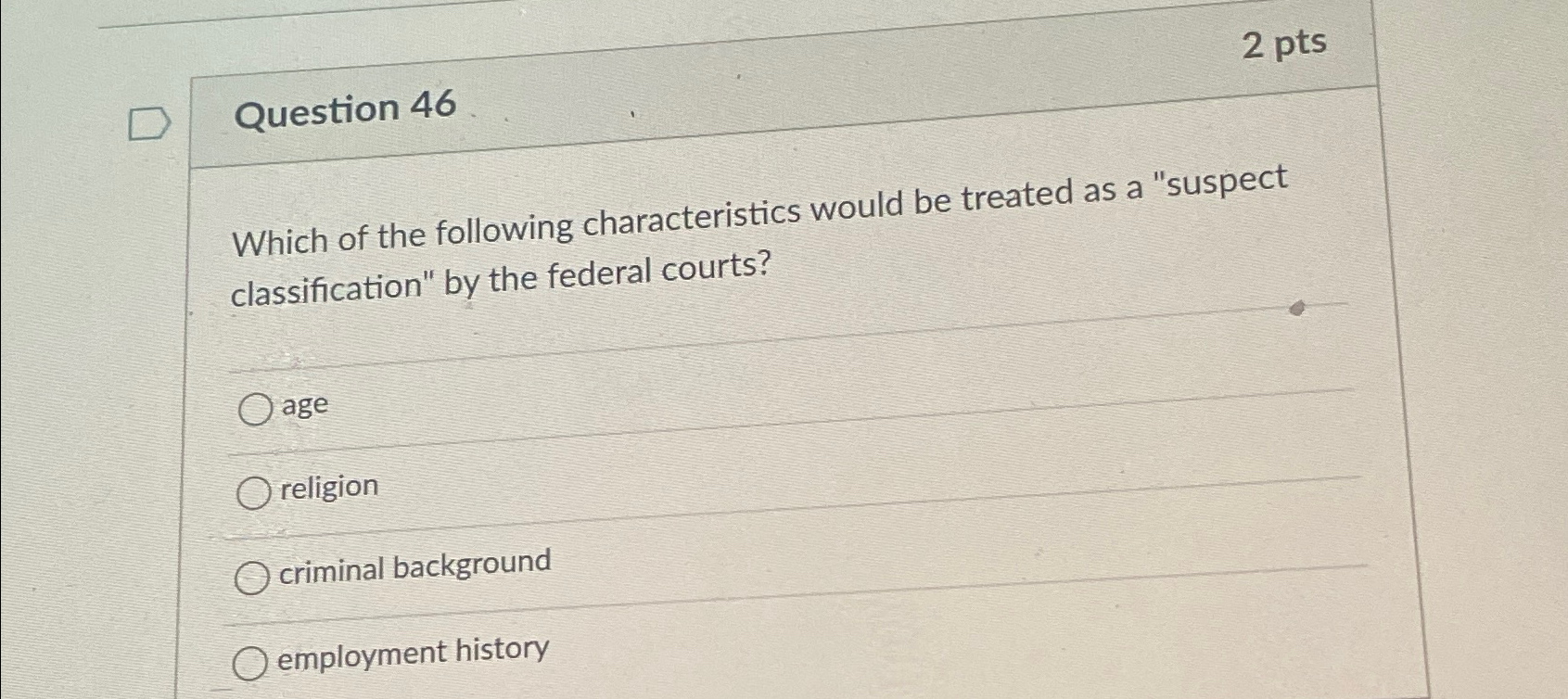 Solved Question 462ptsWhich of the following characteristics | Chegg.com