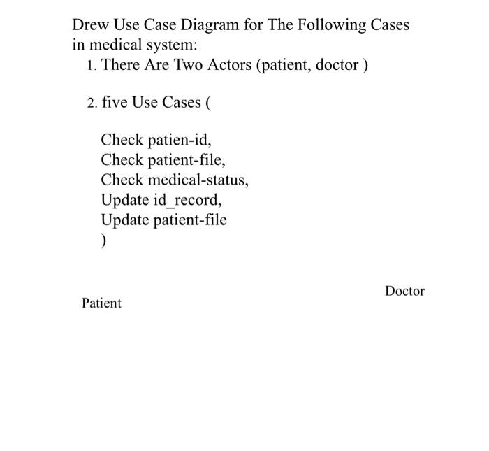 Solved Drew Use Case Diagram for The Following Cases in | Chegg.com