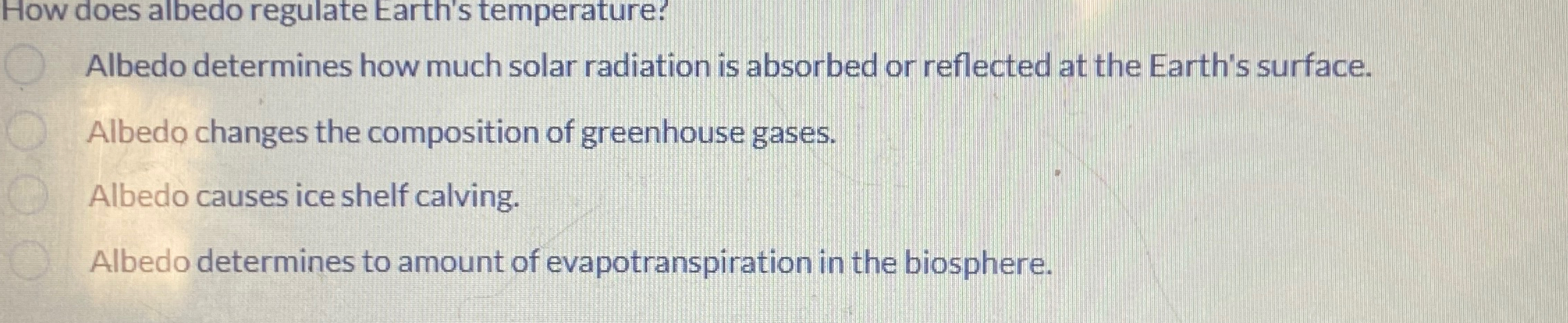 Solved How does albedo regulate Earth's temperature?Albedo | Chegg.com