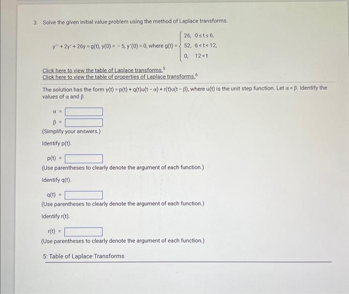 Solved 3. Solve the given initial value problem using the | Chegg.com