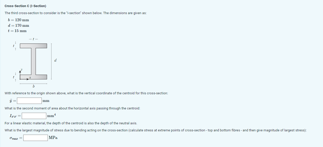 Solved Cross-Section C (I-Section)The third cross-section to | Chegg.com
