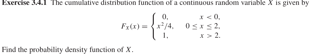 Solved Exercise 3.4.1 ﻿The cumulative distribution function | Chegg.com