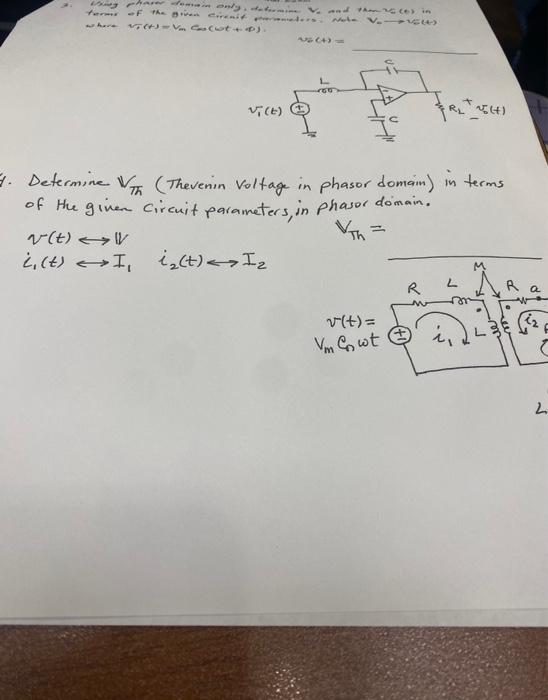 Solved wher. vits =vm Cacot +∞). v(t)= Determine VTh | Chegg.com