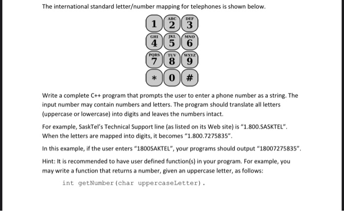 Solved The international standard letter/number mapping for | Chegg.com