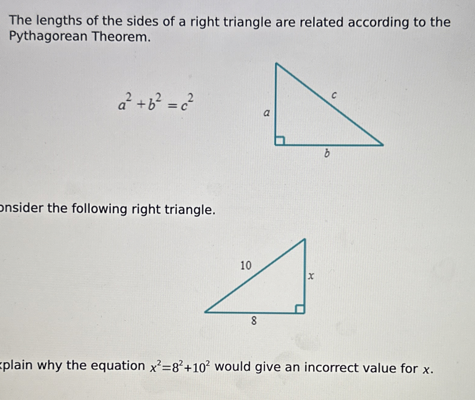 Solved The lengths of the sides of a right triangle are | Chegg.com