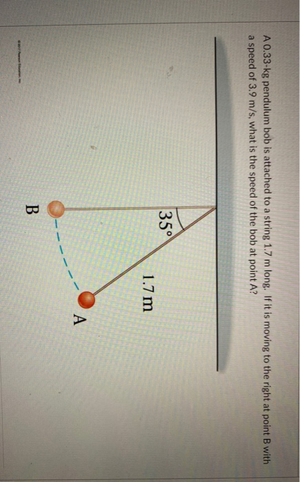 Solved A 0.33 kg pendulum bob is attached to a string 1.7 m | Chegg.com