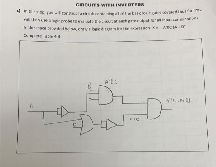 Solved CIRCUITS WITH INVERTERS c) In this step, you will | Chegg.com