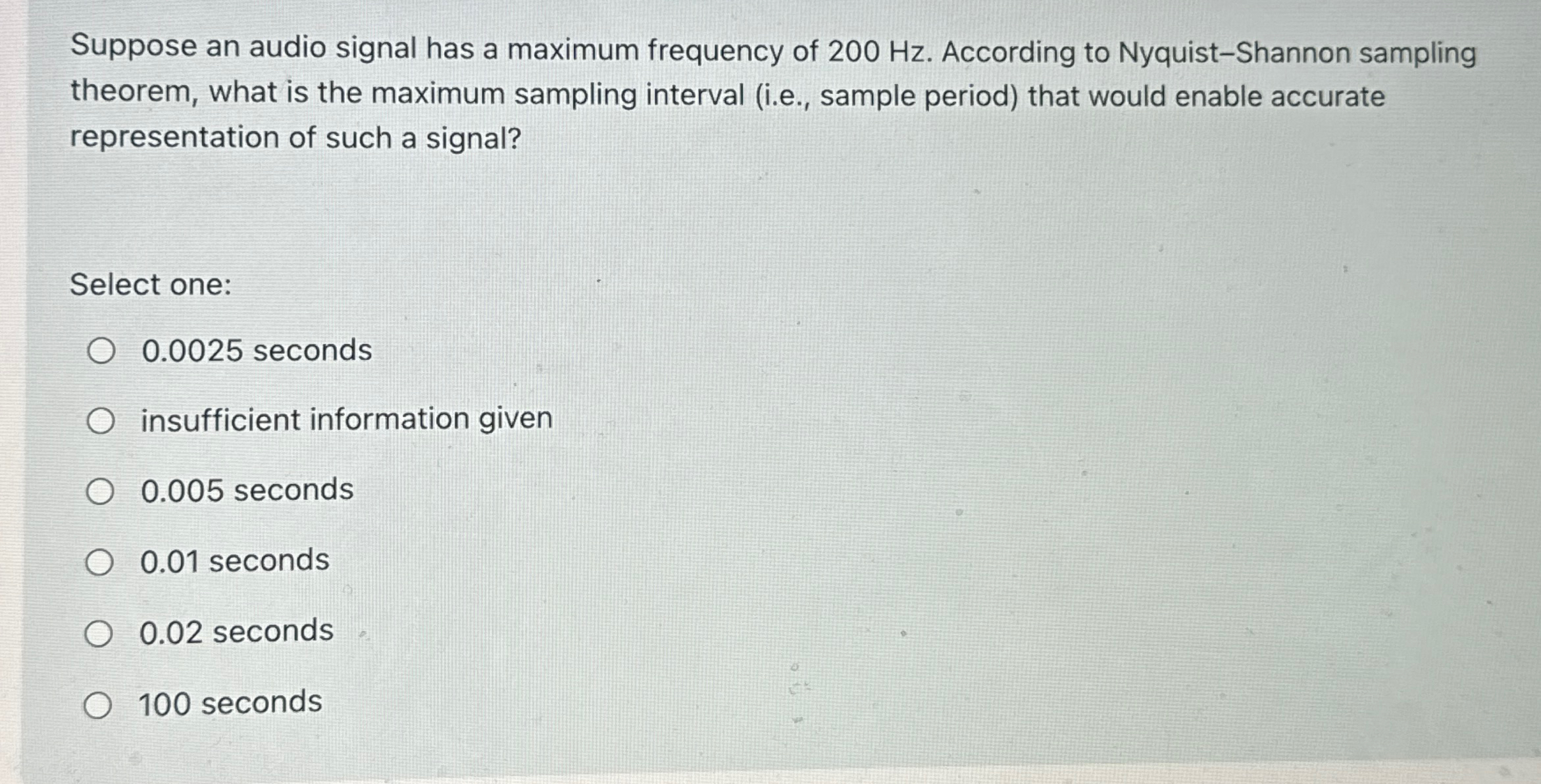 Solved Suppose an audio signal has a maximum frequency of | Chegg.com