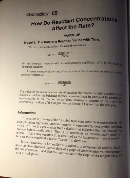 Solved ChemActivity 55 How Do Reactant Concentrations Affect | Chegg.com