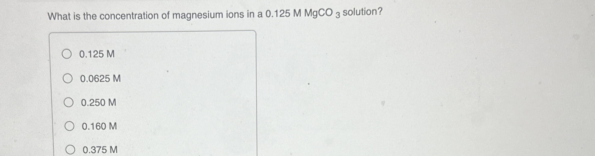 Solved What is the concentration of magnesium ions in a | Chegg.com