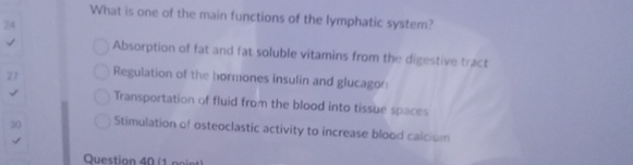 Solved What is one of the main functions of the lymphatic | Chegg.com