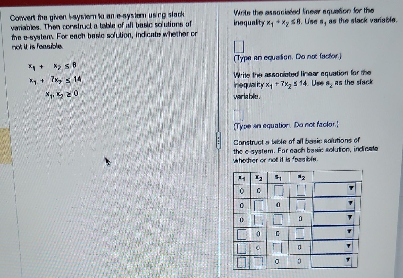 Solved Convert the given i-system to an e-system using slack | Chegg.com