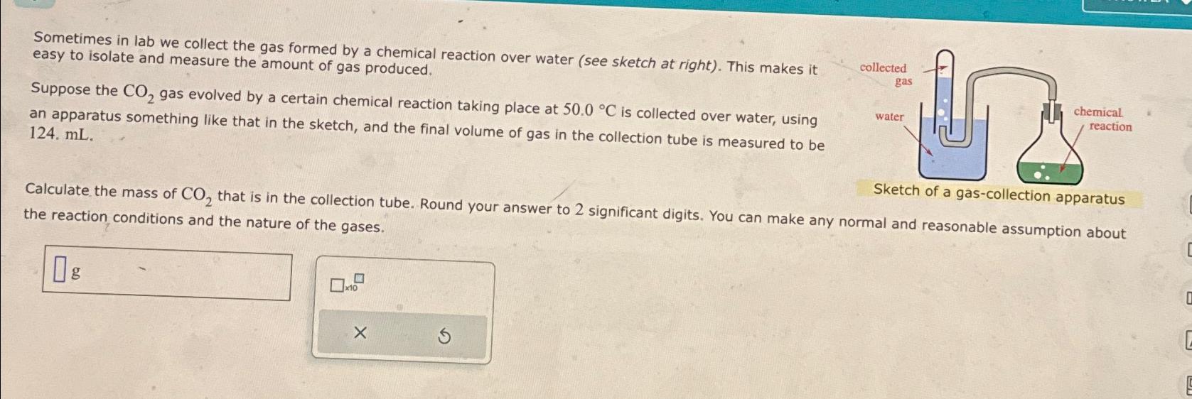 Solved Sometimes in lab we collect the gas formed by a | Chegg.com