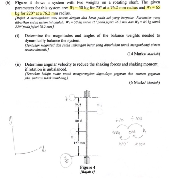 Solved Figure 4 shows a system with two weights on a | Chegg.com