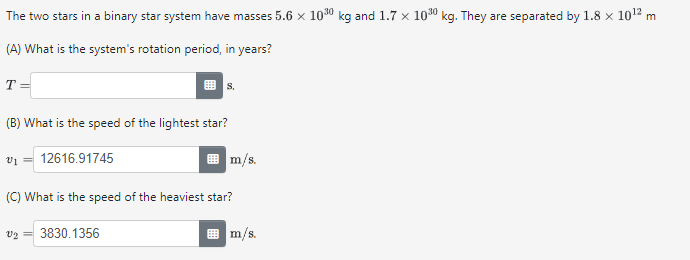 Solved The two stars in a binary star system have masses | Chegg.com