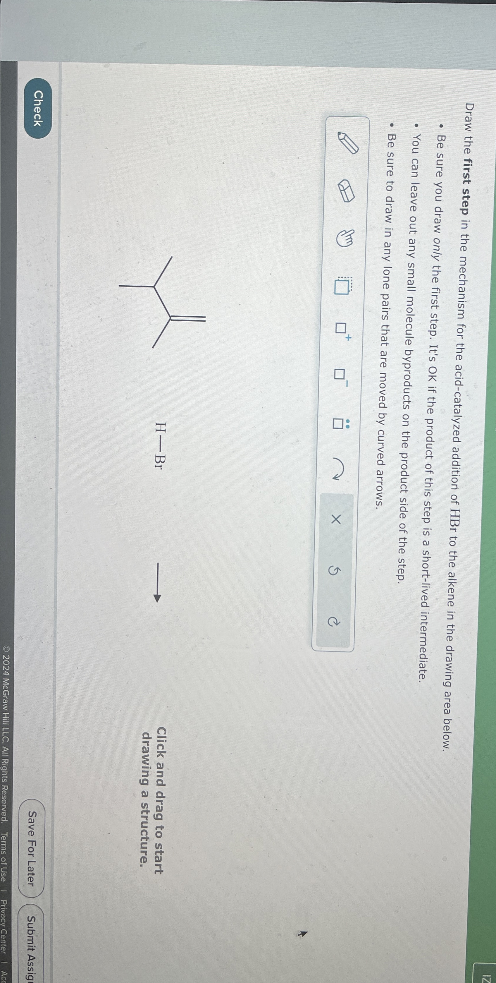 Solved Draw the first step in the mechanism for the | Chegg.com