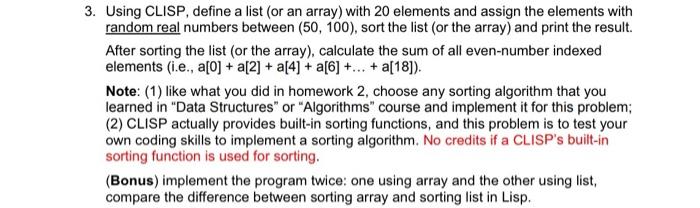 Solved Using Clisp Define A List Or An Array With 20 4245