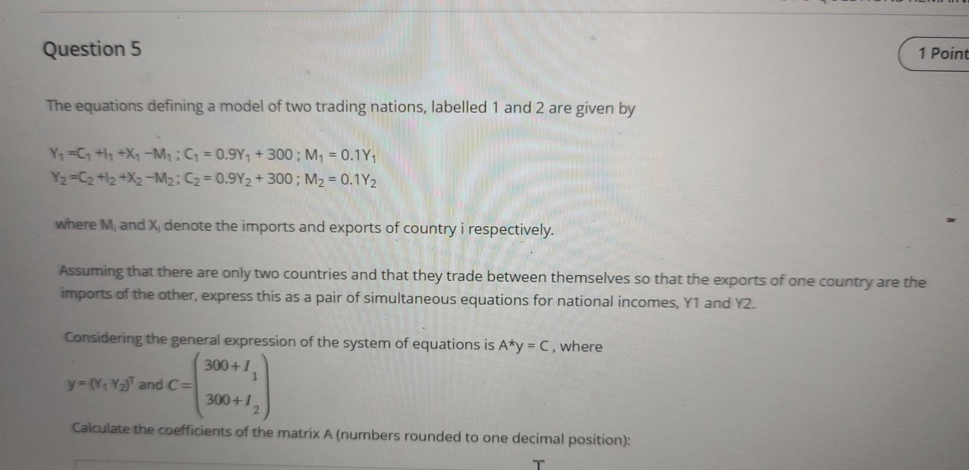 Solved The equations defining a model of two trading | Chegg.com