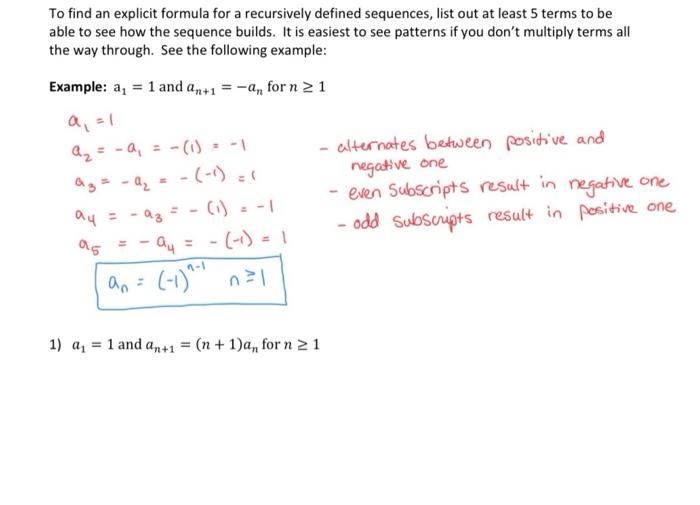 Solved To find an explicit formula for a recursively defined | Chegg.com