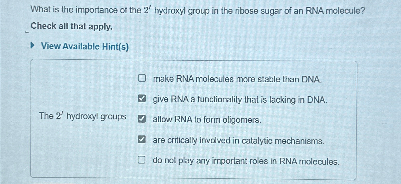 What is the importance of the 2' ﻿hydroxyl group in | Chegg.com