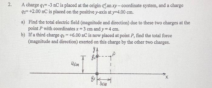Solved A charge q1=−3nC is placed at the origin of an | Chegg.com