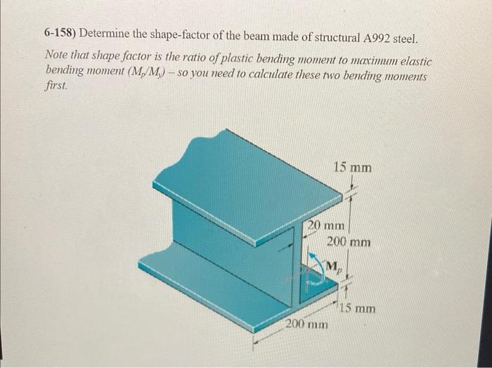Solved 6-158) Determine the shape-factor of the beam made of | Chegg.com