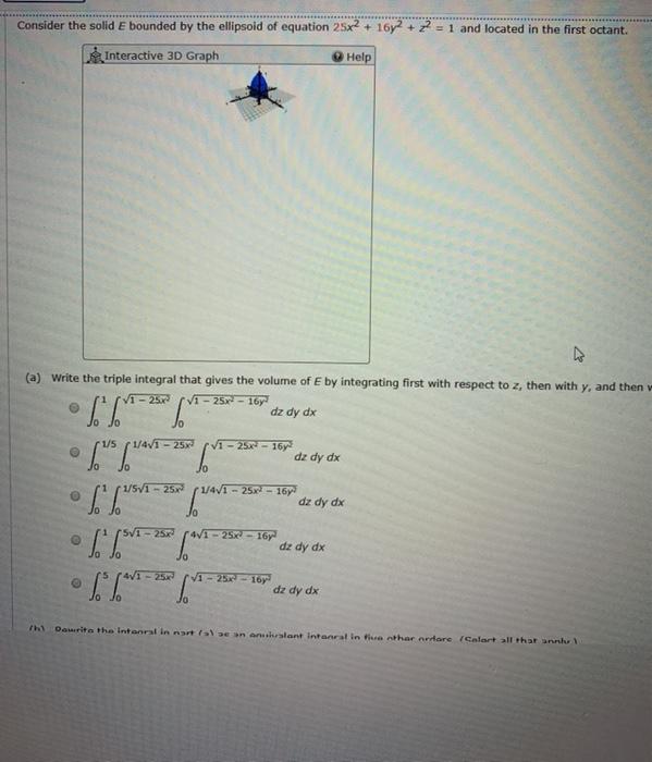 Solved Consider the solid E bounded by the ellipsoid of | Chegg.com