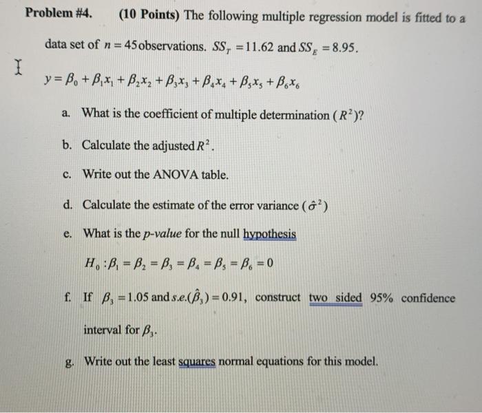 Solved Problem #4. (10 Points) The following multiple | Chegg.com