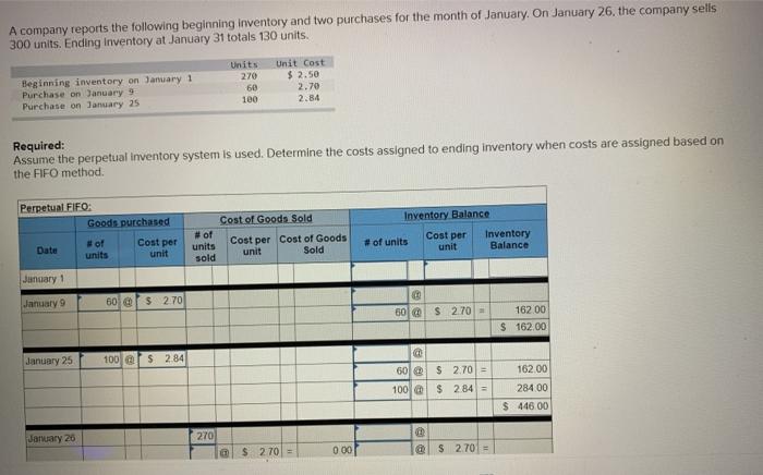 Solved A company reports the following beginning inventory | Chegg.com