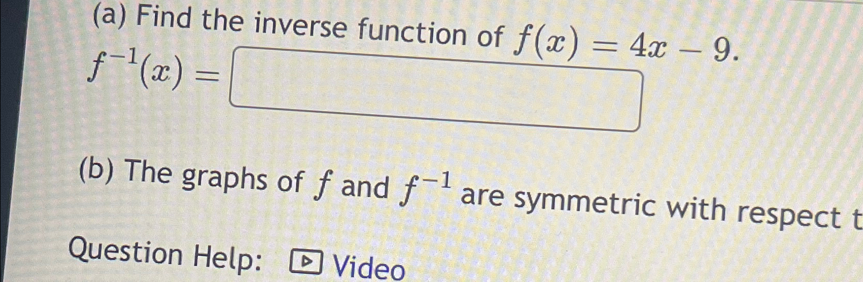 Solved (a) ﻿Find the inverse function of | Chegg.com