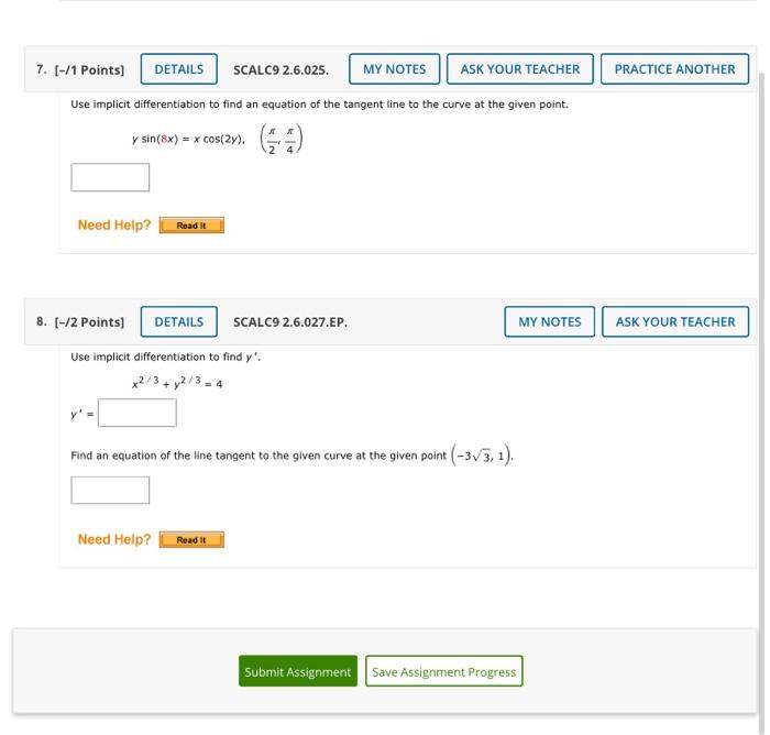 Solved Use implicit differentiation to find an equation of | Chegg.com