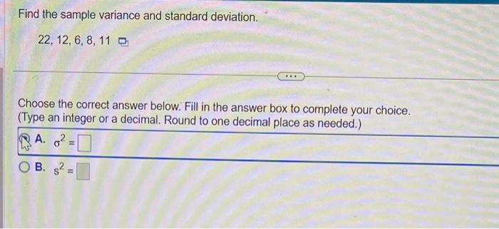 Solved Find the sample variance and standard deviation. | Chegg.com