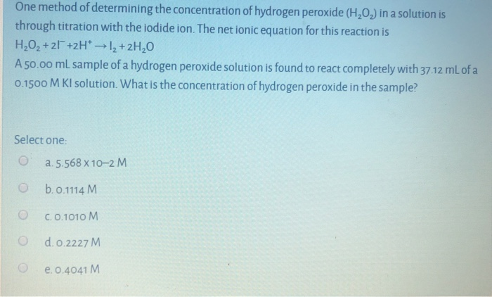 Solved One method of determining the concentration of | Chegg.com